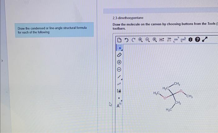 Solved 2,3-dimethoxypentane Draw the condensed or line-angle | Chegg.com