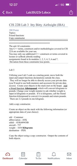 Solved CIS 22B Lab 3 Itty Bitty Airfreight (IBA) 500 Points | Chegg.com