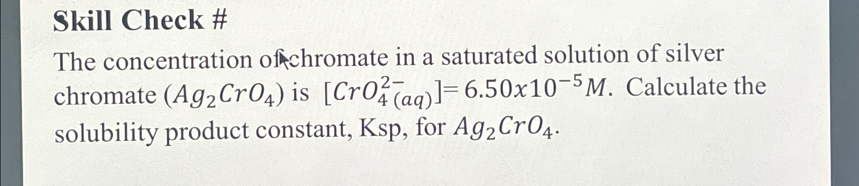 Solved Skill Check#The concentration offchromate in a | Chegg.com