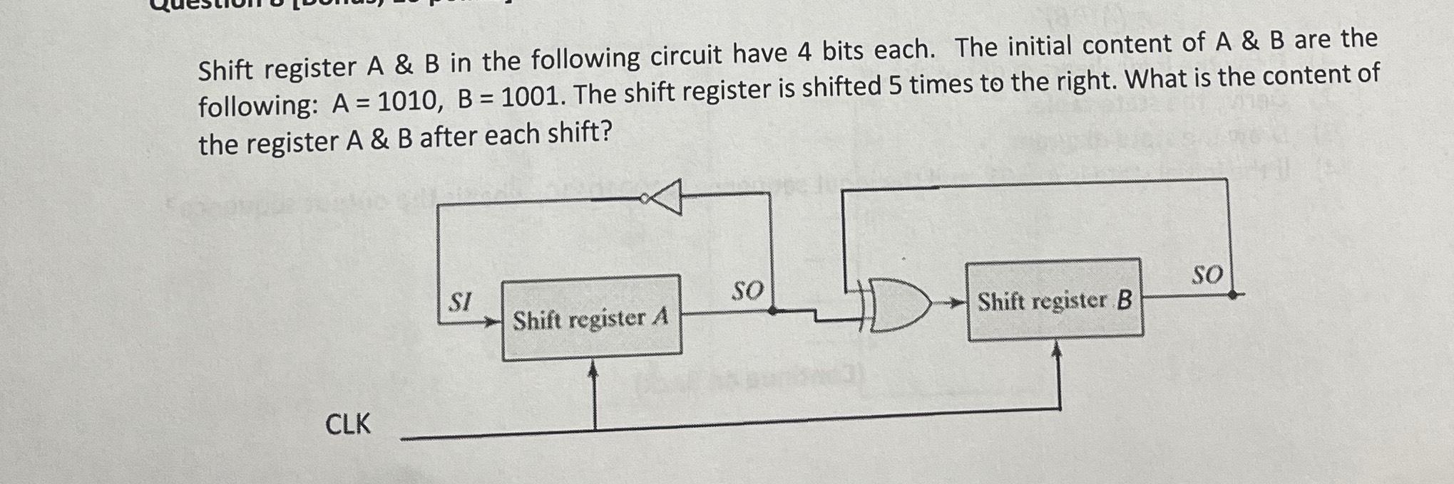 Solved Shift register A & B in the following circuit have 4 | Chegg.com