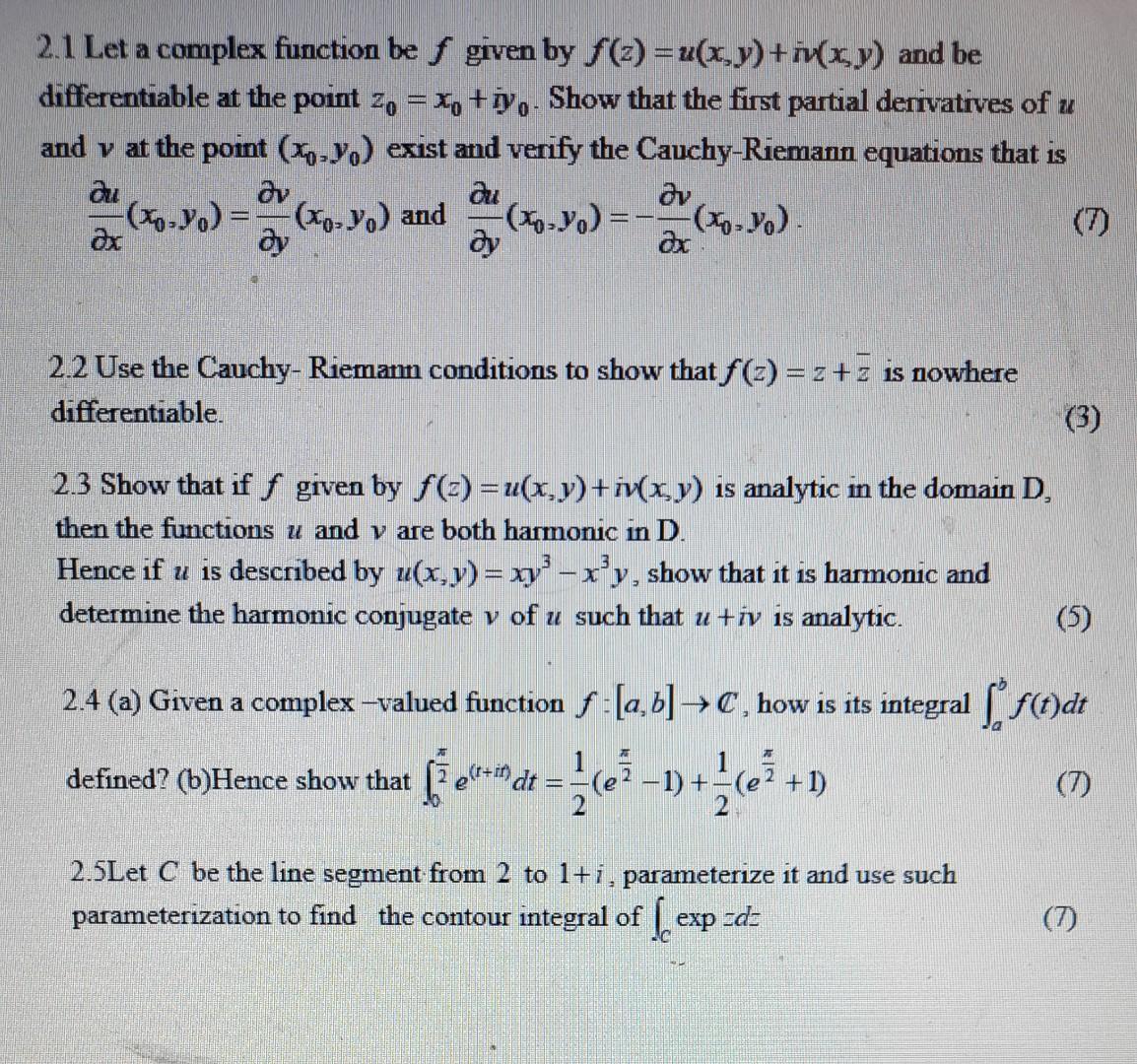 Solved 2.1 Let a complex function be f given by | Chegg.com