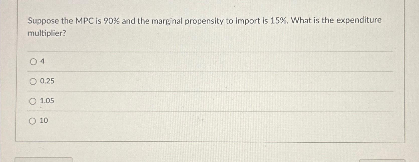 Solved Suppose the MPC is 90% ﻿and the marginal propensity | Chegg.com