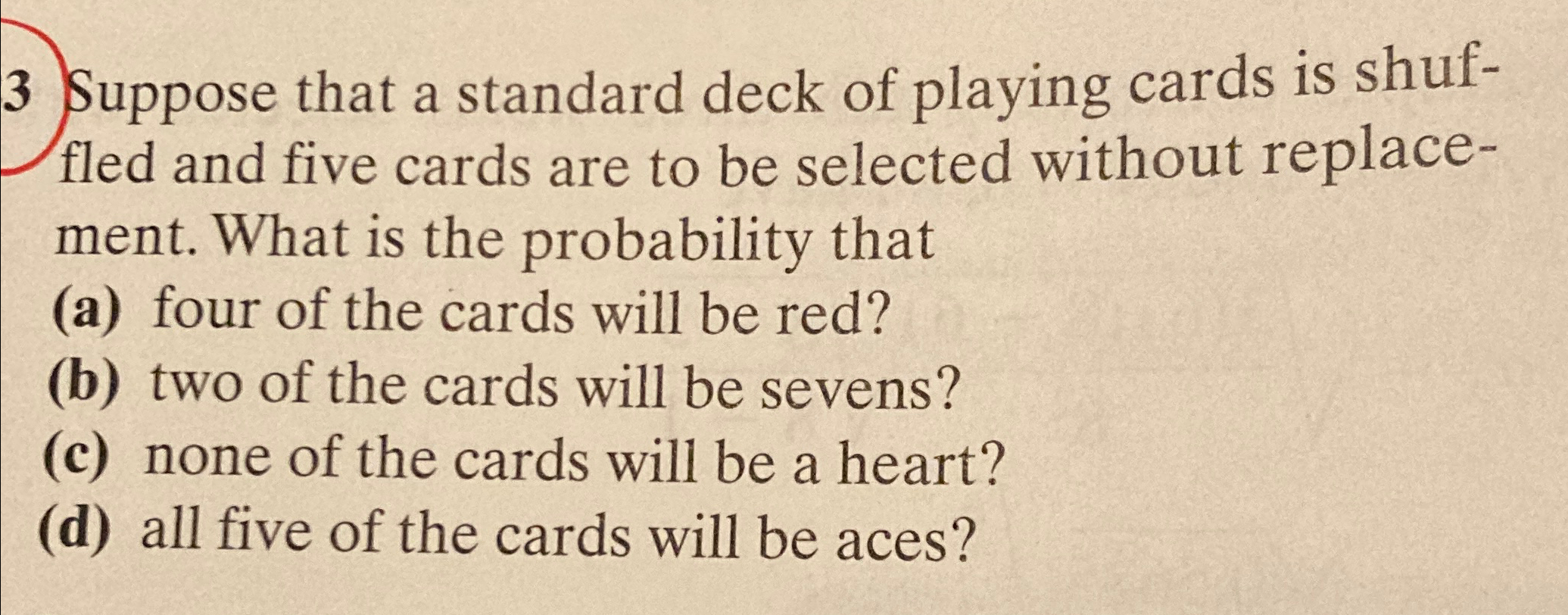 Solved 3 ﻿Suppose that a standard deck of playing cards is | Chegg.com
