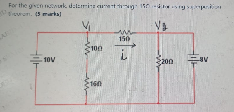 Solved For The Given Network Determine Current Through 15Ω