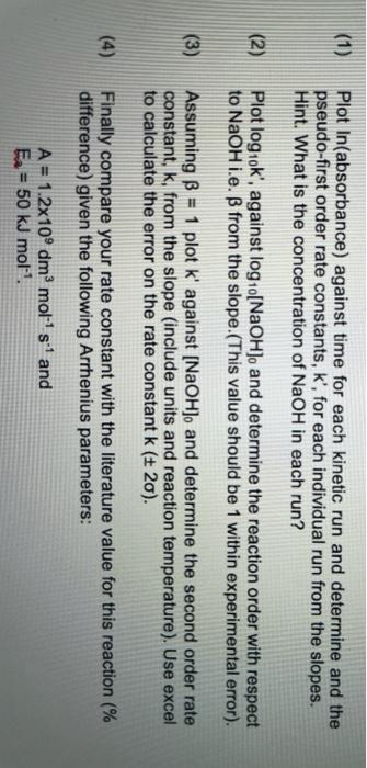 Solved The experiment was carried out at room temperature | Chegg.com