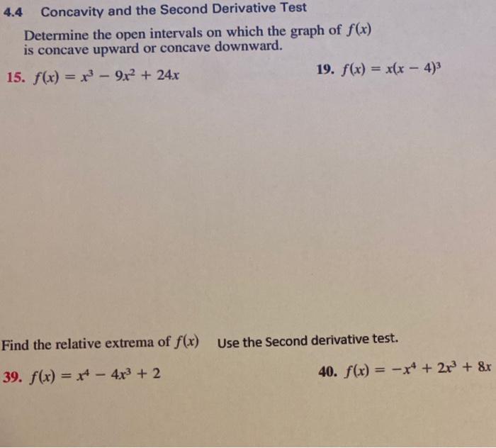 Solved 4.4 Concavity and the Second Derivative Test | Chegg.com