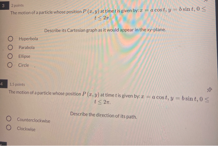 Solved 3 2 points The motion of a particle whose position | Chegg.com