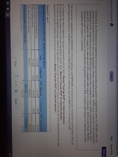 Solved Required Homework Save Help Save & Exit Check During | Chegg.com