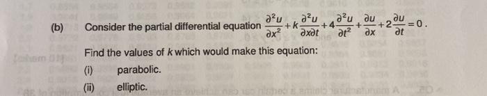 Solved (b) дх? au au au au Consider the partial differential | Chegg.com