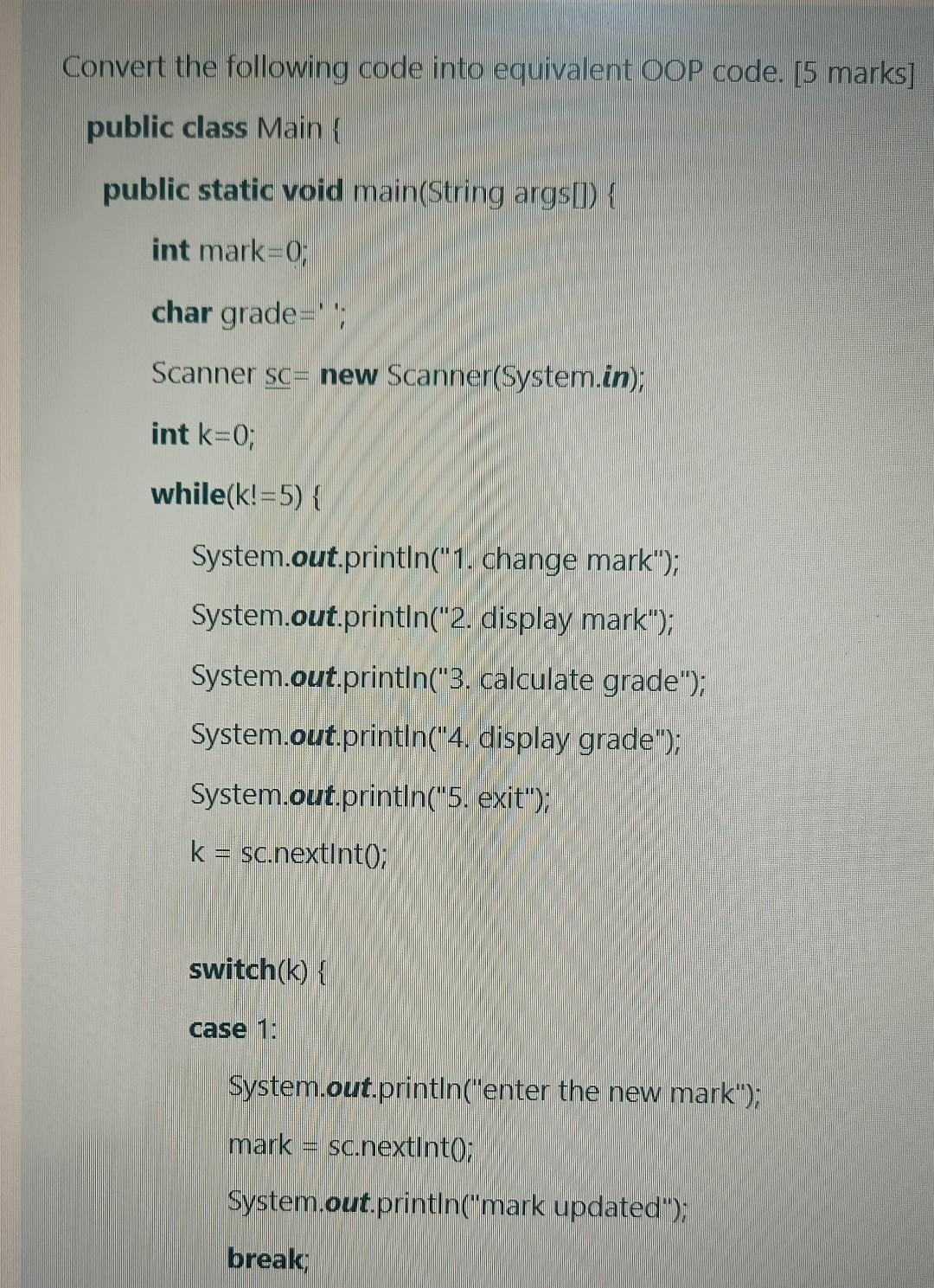 Solved Convert the following code into equivalent OOP code. | Chegg.com