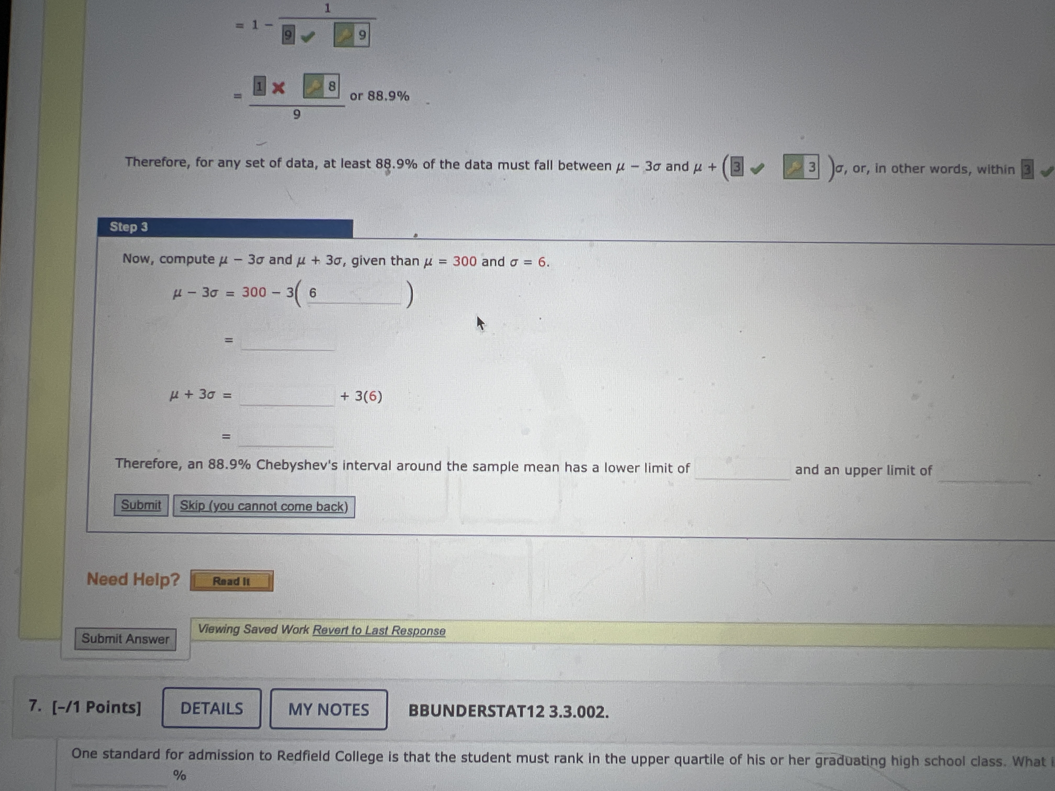 =1-19 92=1×89 or 88.9%Therefore, for any set of data, | Chegg.com