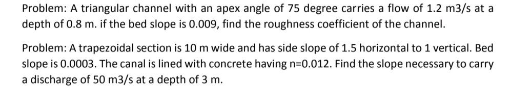 Solved Problem: A triangular channel with an apex angle of | Chegg.com