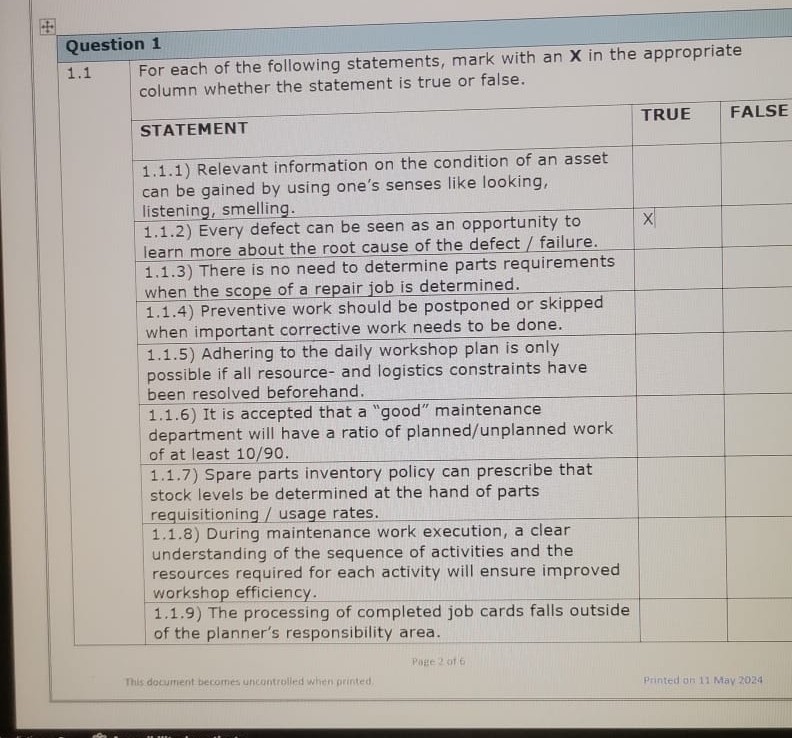 Solved Question 1\table[[1.1,\table[[For each of the | Chegg.com Solved Question 1\table[[1.1,\table[[For each of the | Chegg.com