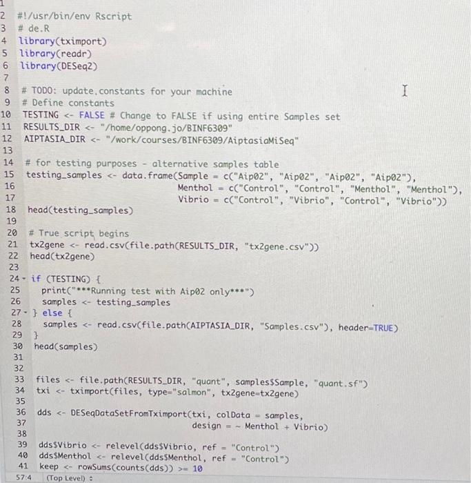 Solved Usrbinenv Rscript De R Librarytximport 