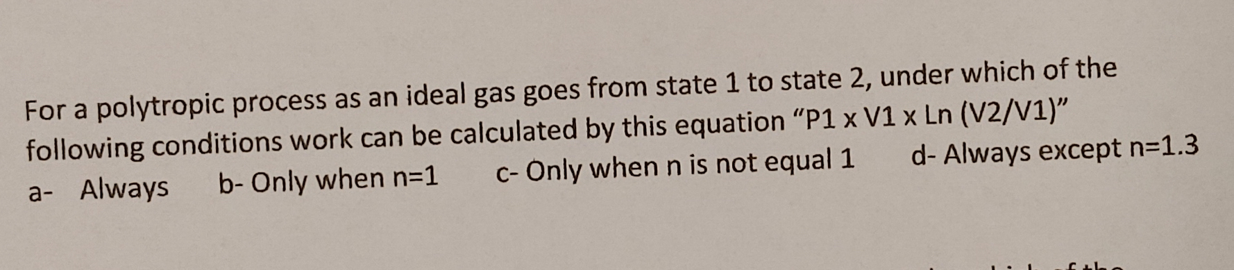 Solved For a polytropic process as an ideal gas goes from | Chegg.com