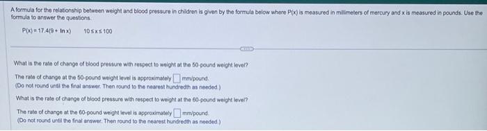 Solved A formula for the relationship between weight and | Chegg.com