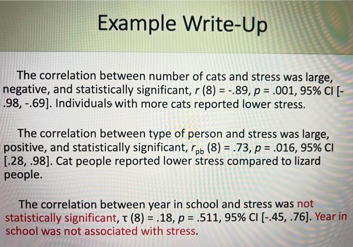 SPSS the example write up is how it should be written | Chegg.com