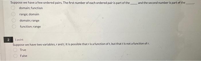 Solved Suppose we have a few ordered pairs. The first number | Chegg.com