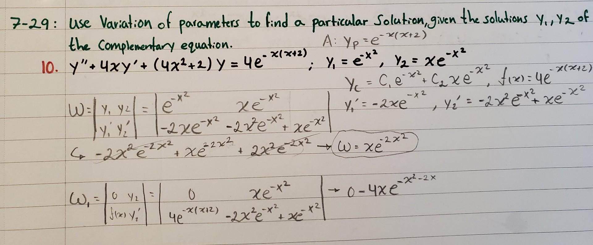 Solved find Particular equation... Using... ω=∣∣y1y1yzyz′∣∣ | Chegg.com