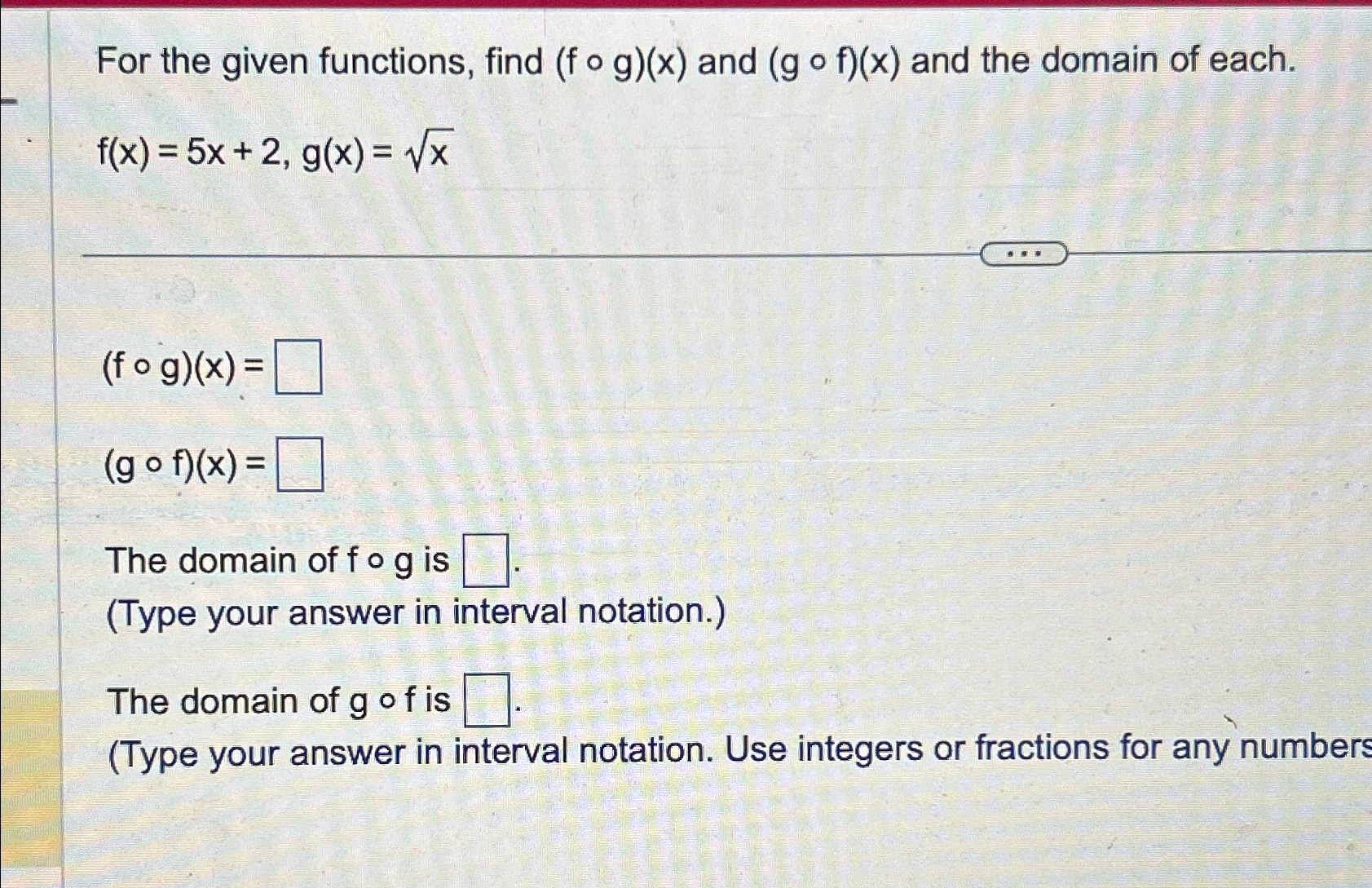 Solved For the given functions, find (f@g)(x) ﻿and (g@f)(x) | Chegg.com