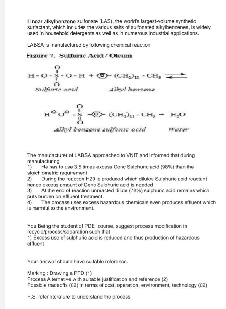 Linear alkylbenzene sulfonate (LAS), the world's | Chegg.com