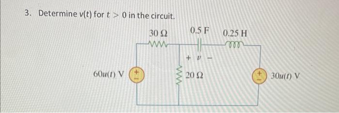 Solved 3. Determine v(t) for t>0 in the circuit. | Chegg.com