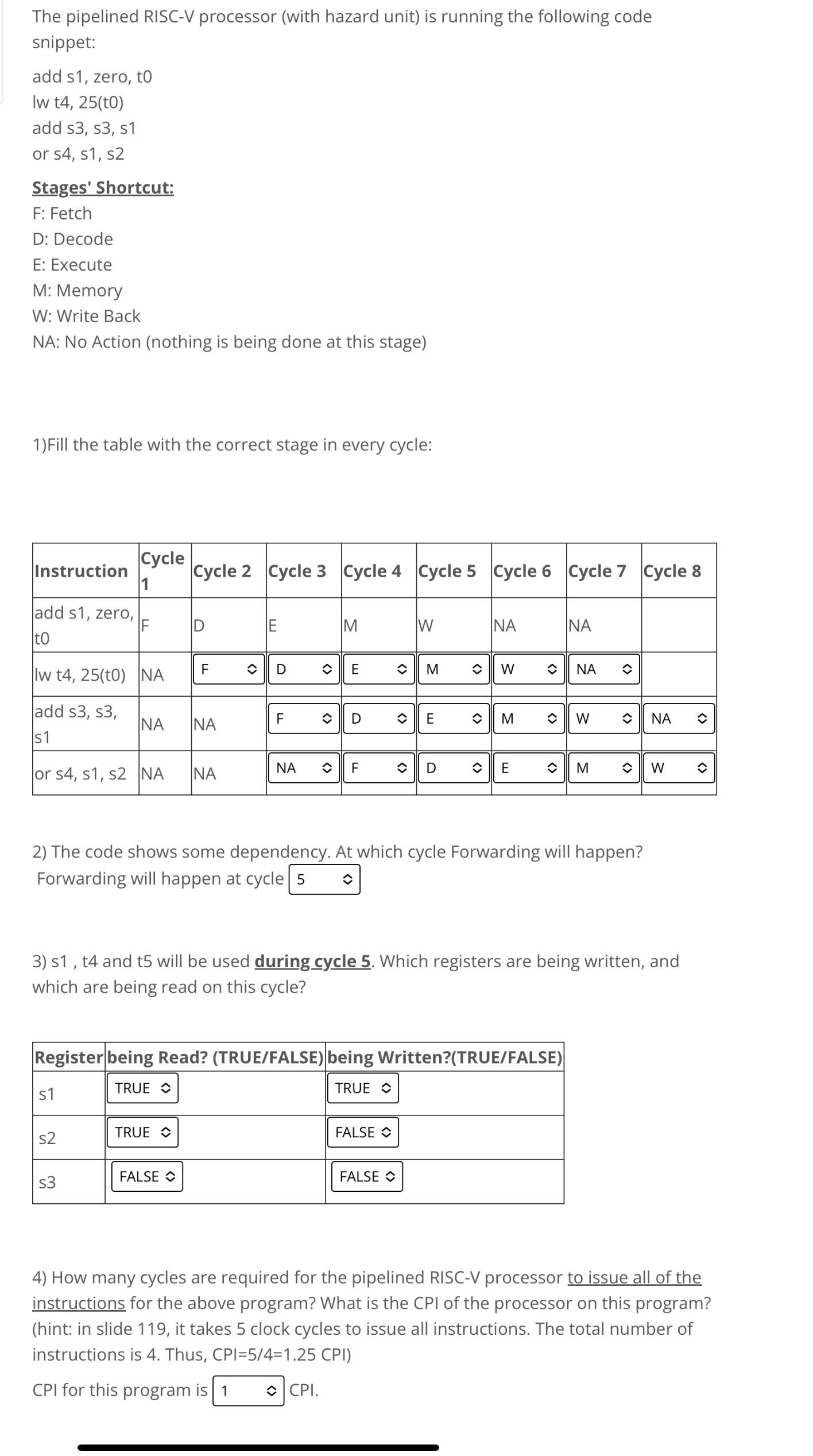 Solved The pipelined RISC-V processor (with hazard unit) ﻿is | Chegg.com