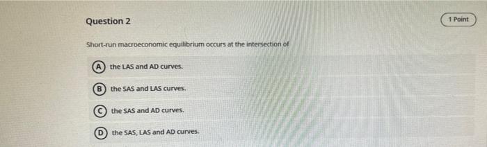 Solved Short-run macroeconomic equilibrium occurs at the | Chegg.com