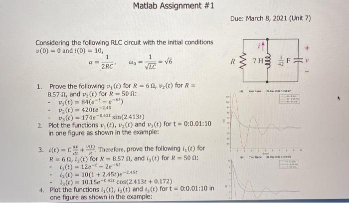 Solved Matlab Assignment #1 Due: March 8, 2021 (Unit 7) | Chegg.com