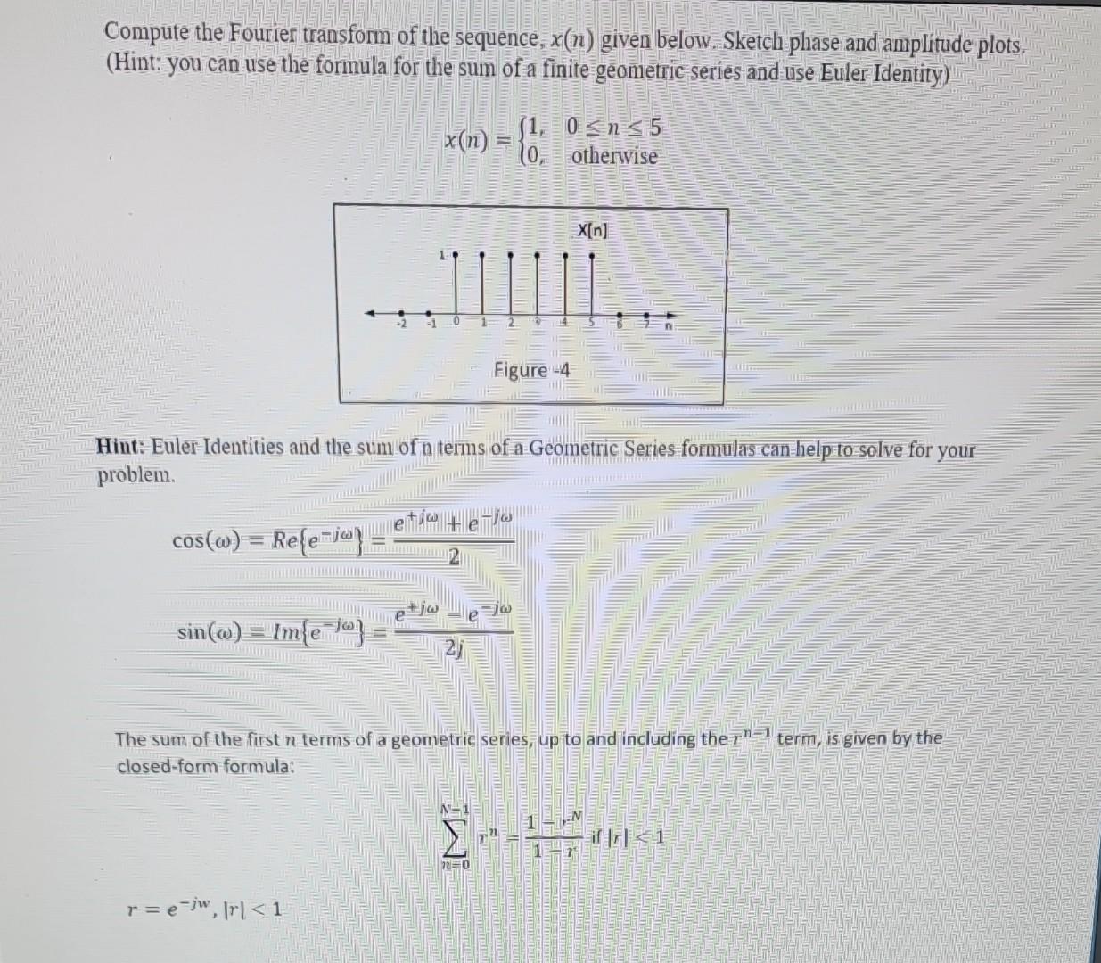 Solved Compute the Fourier transform of the sequence, x(n) | Chegg.com