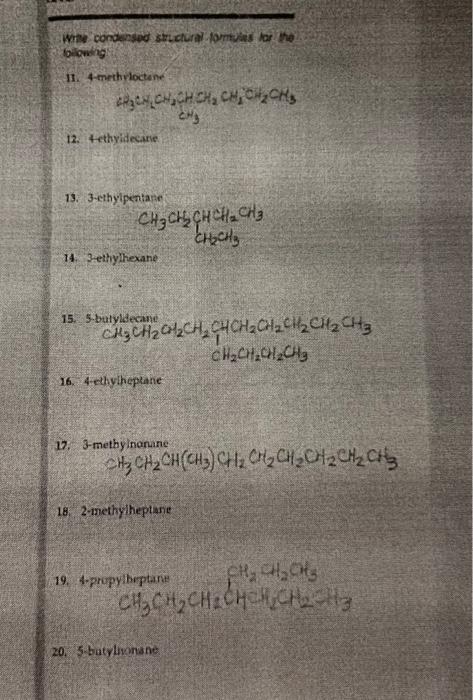 Solved We condensed suctural communs lor the blowing 11. | Chegg.com