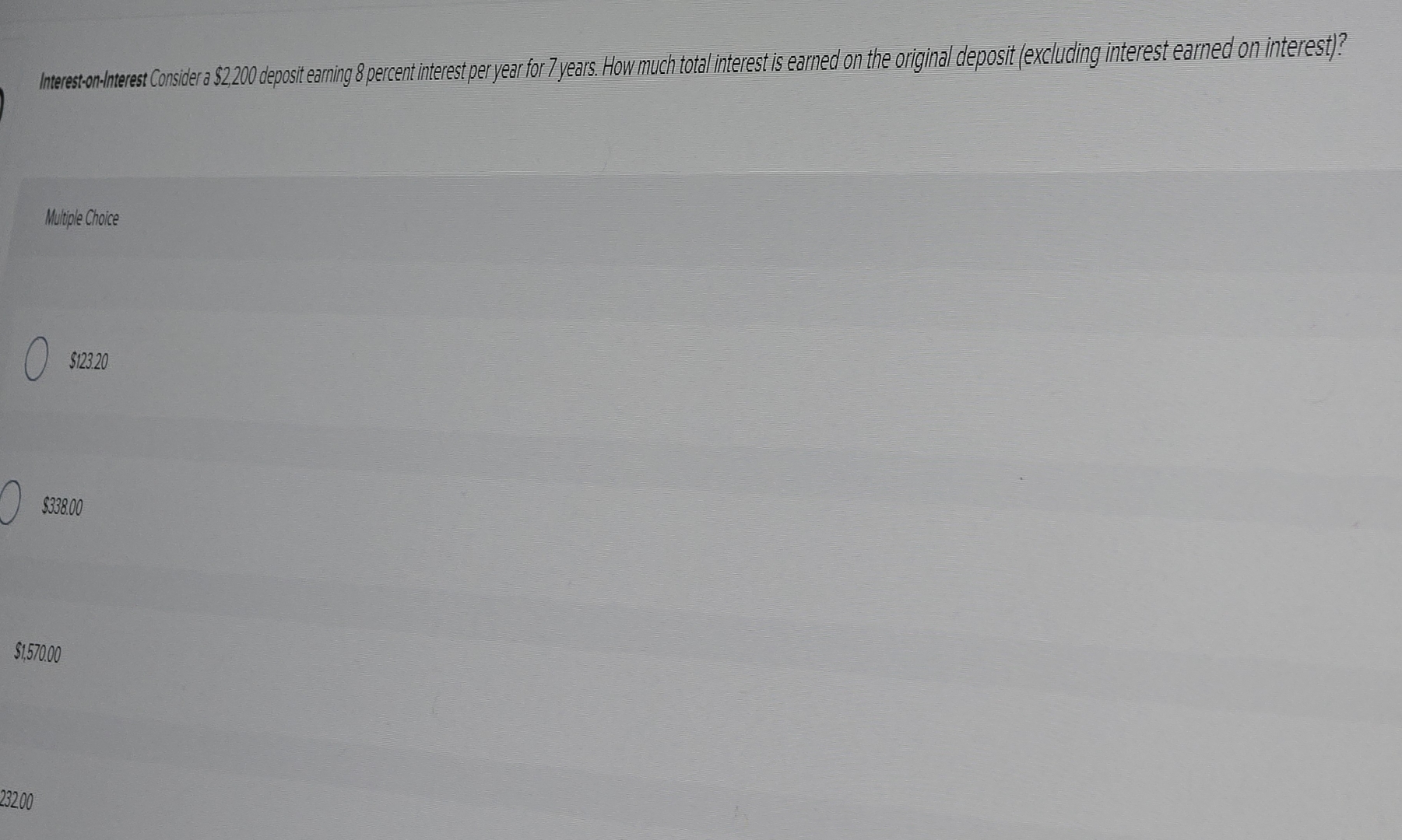 Solved Interest-on-Interest Consider a $2,200 ﻿deposit | Chegg.com