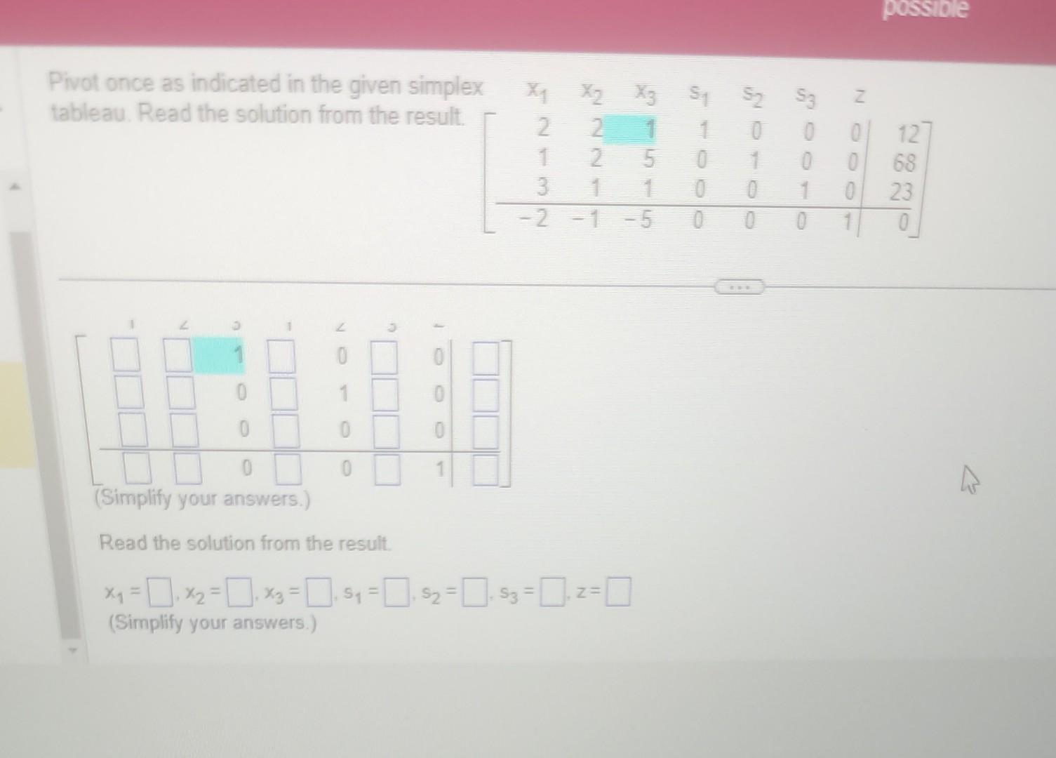 Solved tableau. Read the solution from the result. | Chegg.com
