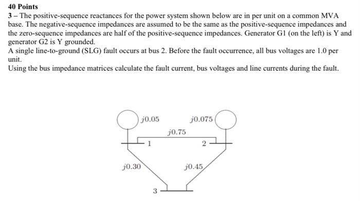 Solved 40 Points 3 - The positive-sequence reactances for | Chegg.com