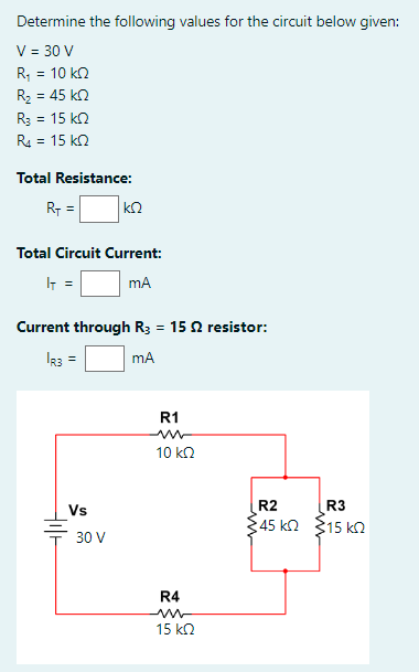 Solved Determine the following values for the circuit below | Chegg.com