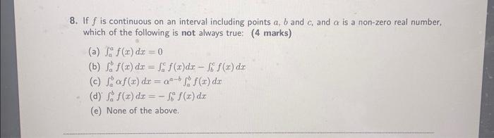 Solved 8. If f is continuous on an interval including points | Chegg.com