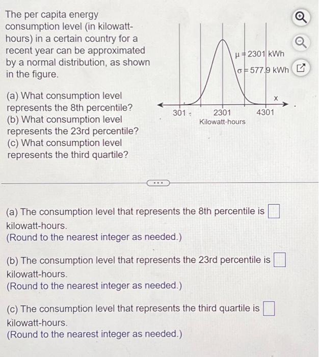 Solved The per capita energy consumption level (in | Chegg.com