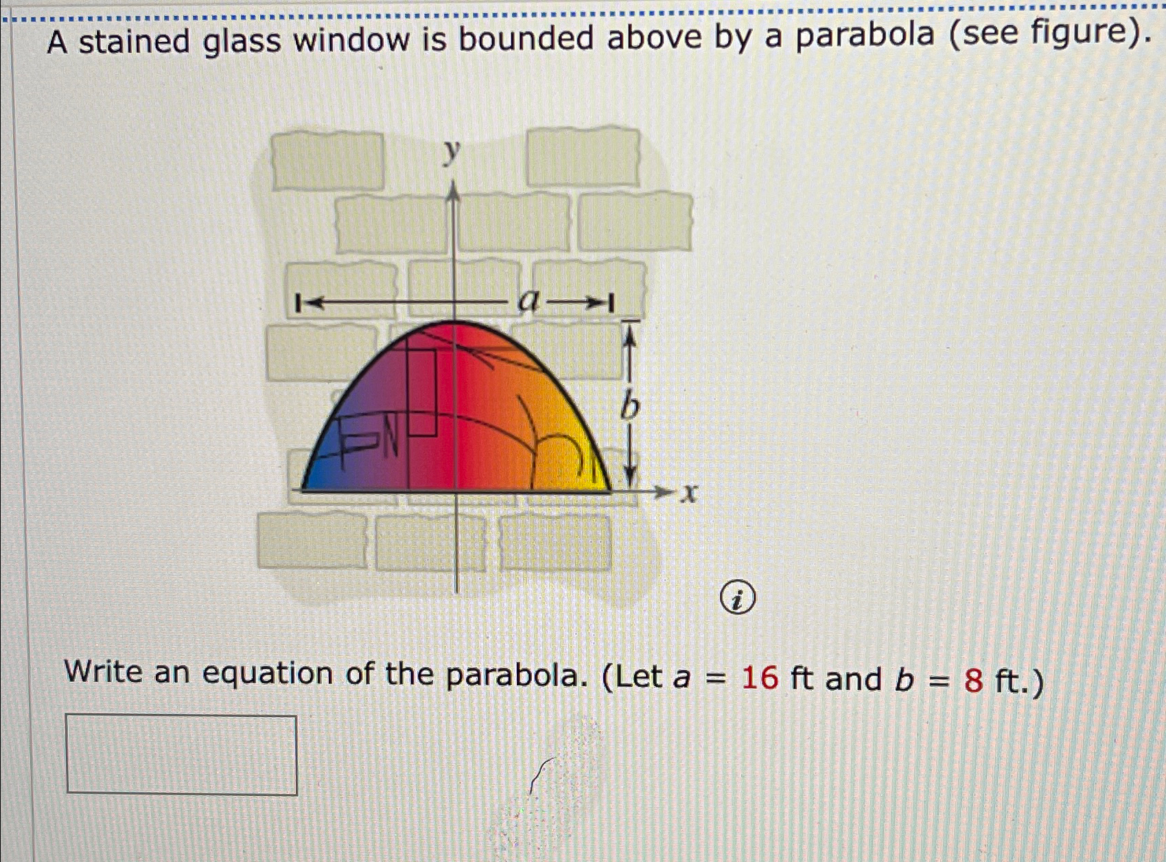 Solved A stained glass window is bounded above by a parabola | Chegg.com