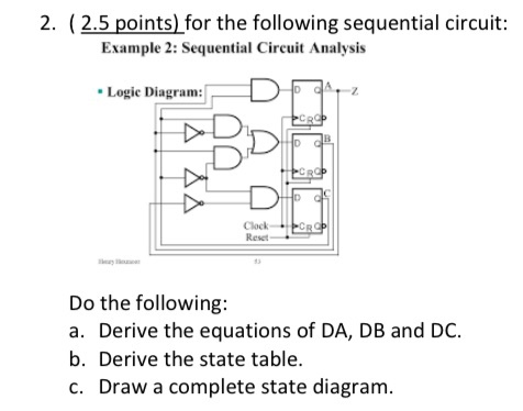 Solved 2. (2.5 points for the following sequential circuit: | Chegg.com