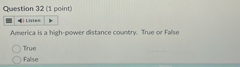 Solved Question 32 (1 ﻿point)America is a high-power | Chegg.com