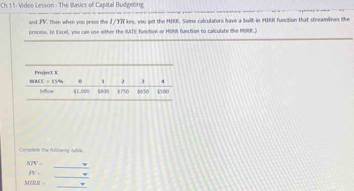 Solved 1 Modified Internal Rate Of Return Calculator