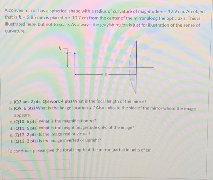 Solved A convex mirror has a spherical shape with a radius | Chegg.com