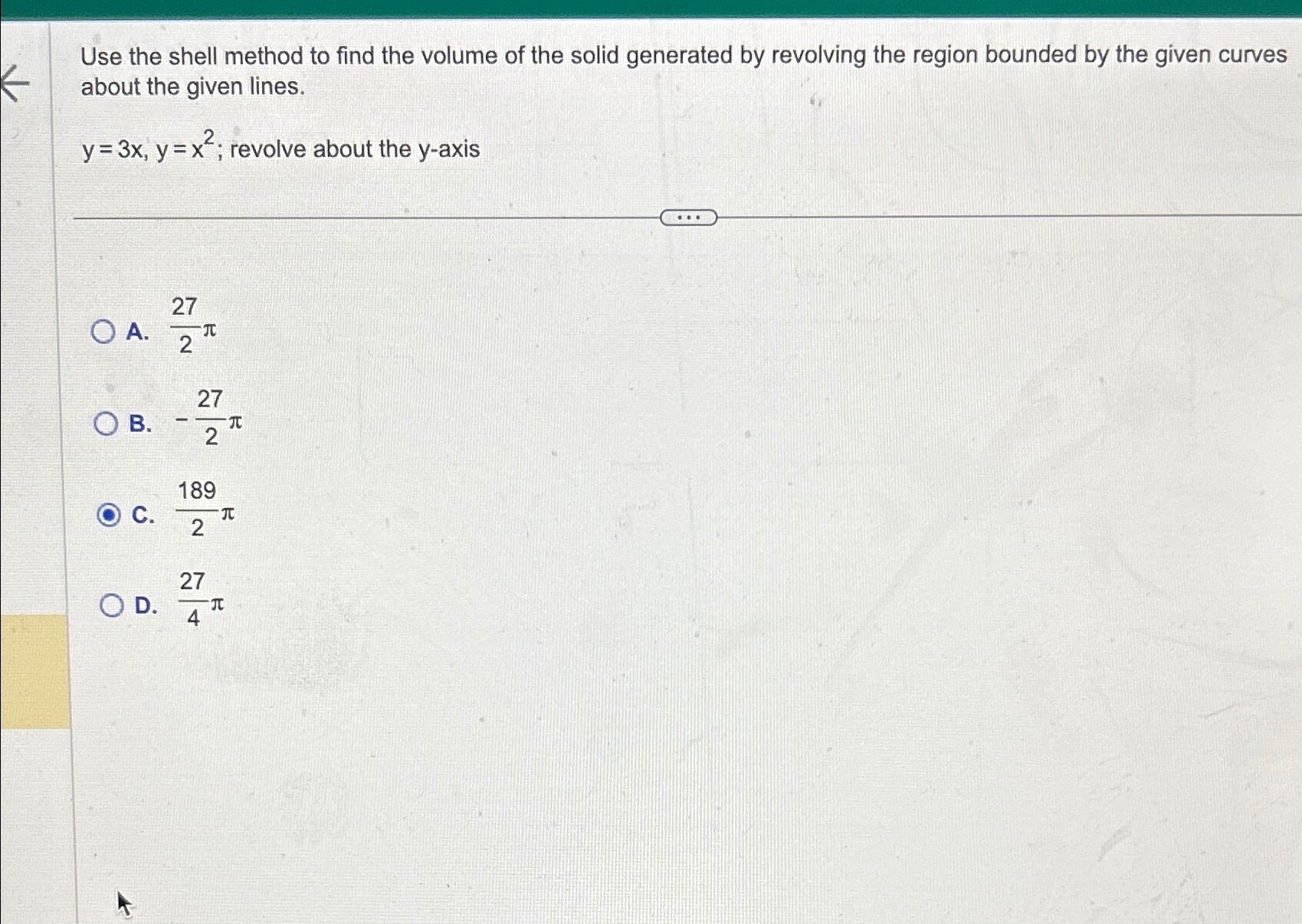Solved Use the shell method to find the volume of the solid | Chegg.com