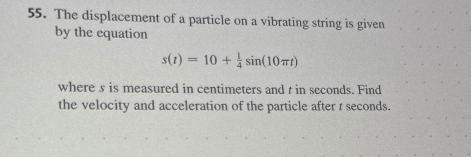 Solved The displacement of a particle on a vibrating string | Chegg.com