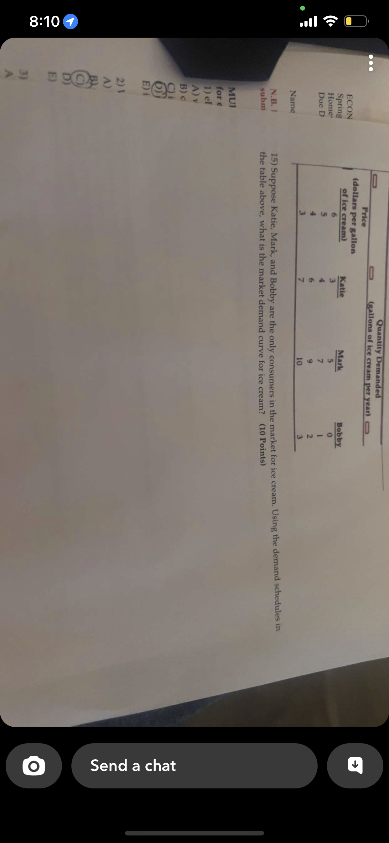 8:10. u 의0Send a chat | Chegg.com