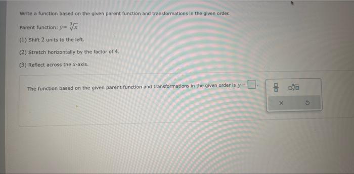 Solved Write a function based on the given parent function | Chegg.com