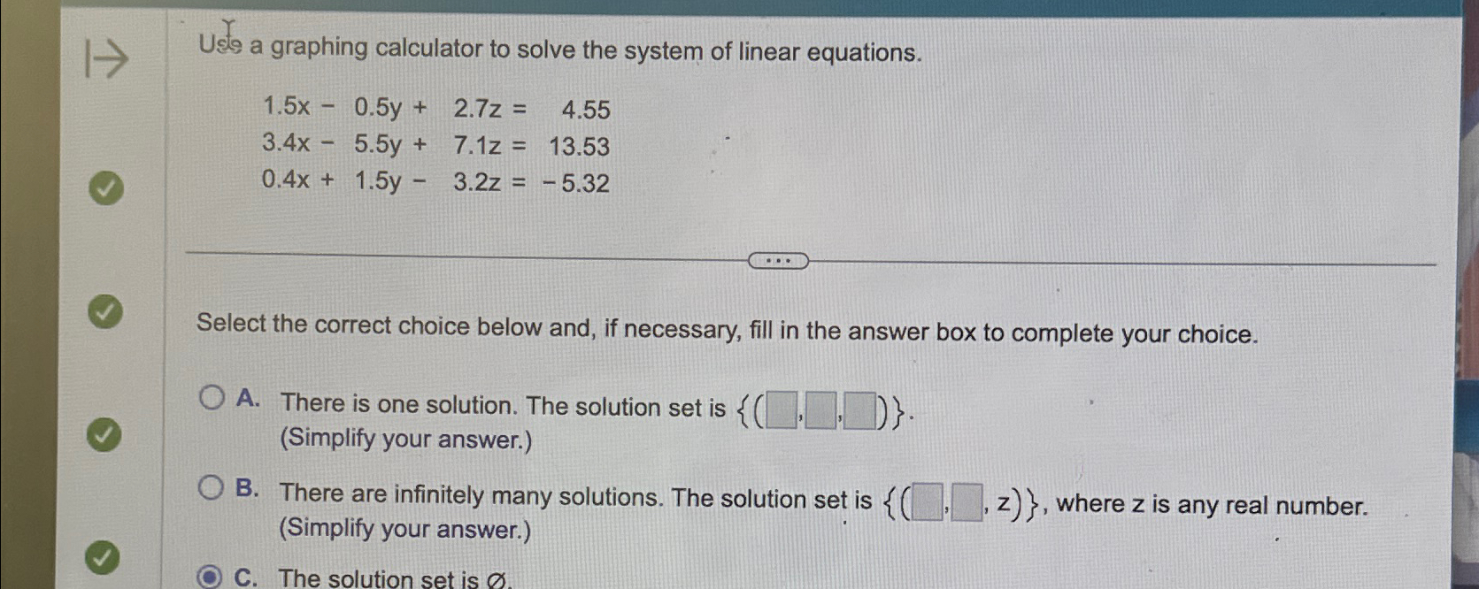 Solved Uste a graphing calculator to solve the system of | Chegg.com