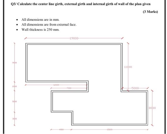 Solved Q3/ Calculate the center line girth, external girth | Chegg.com