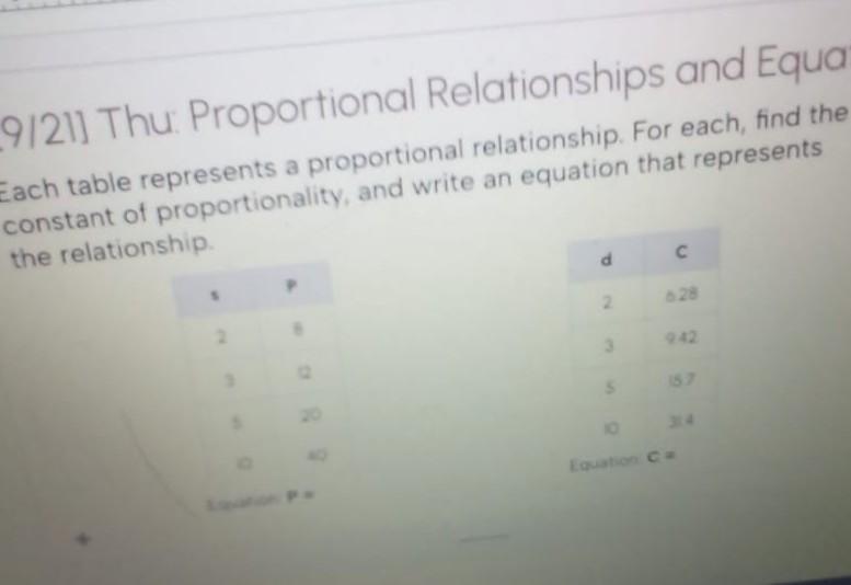 Solved 91211 Thu Proportional Relationships and Equa Each | Chegg.com