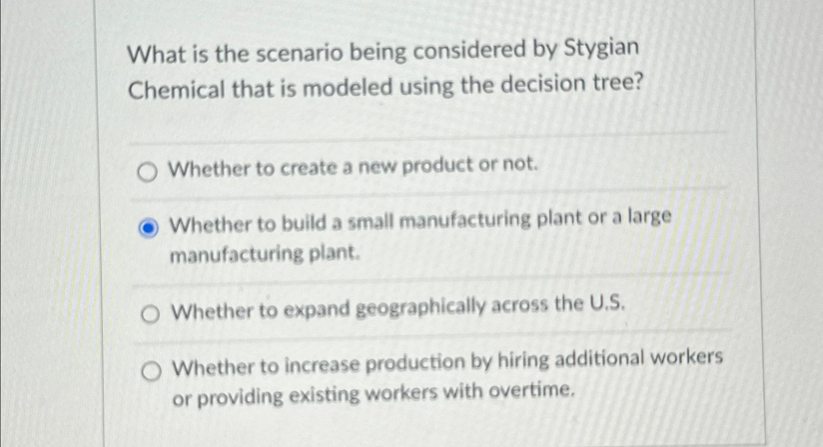 Solved What is the scenario being considered by Stygian | Chegg.com